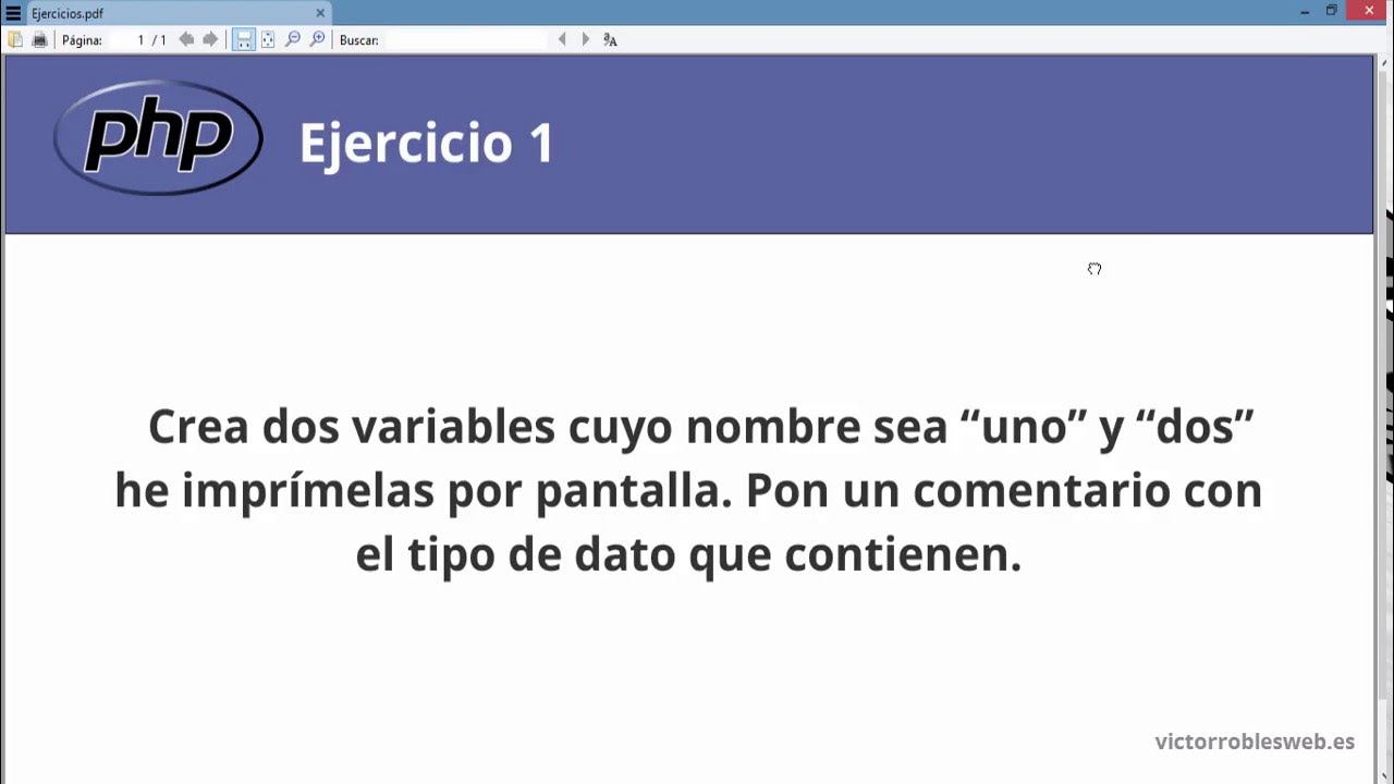 Variables, comentarios y imprimir por pantalla en PHP - Ejercicio 1 del curso
