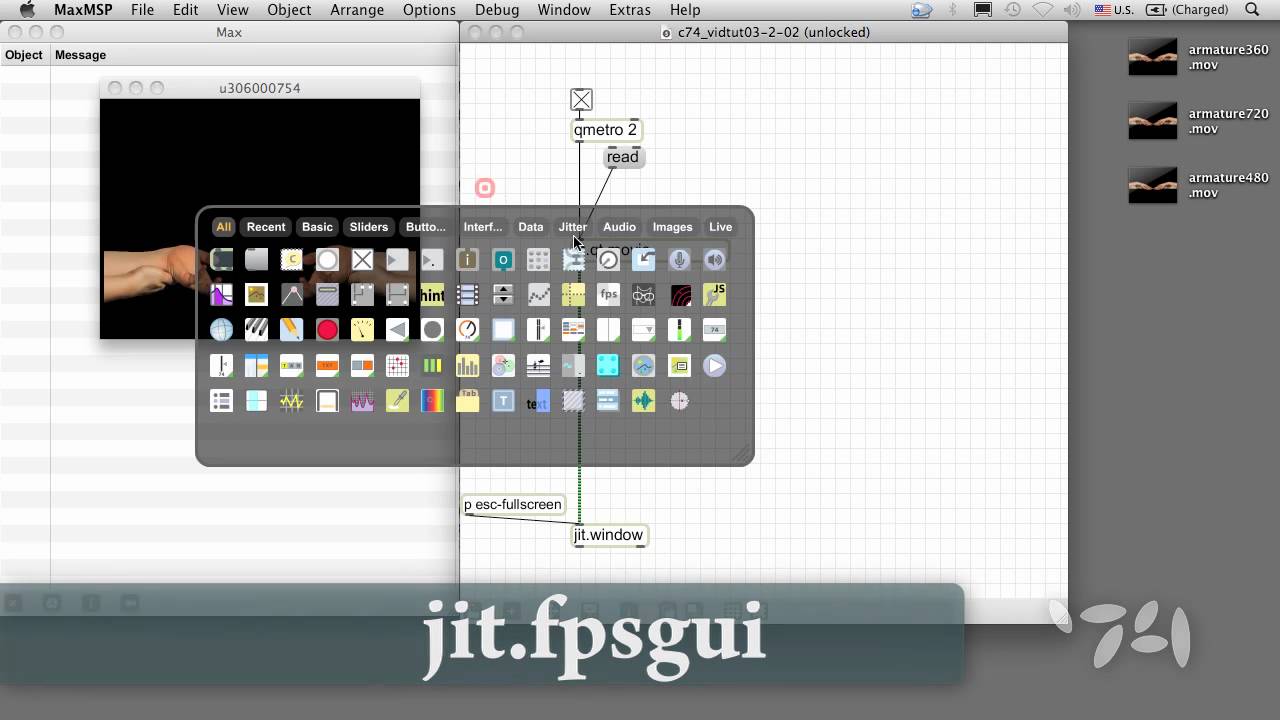 Cycling74 Max/MSP/Jitter Tutorials: Optimize a Movie