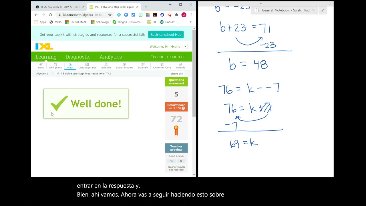 Algebra: IXL Solve one step linear equations TXJ