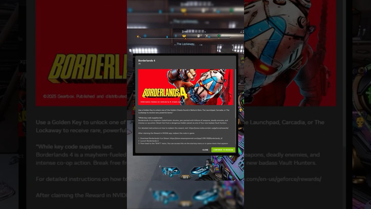 NVIDIA APP Golden Key Shift Code! (GeForce Reward) #borderlands4 #borderlands #nvidia #geforce