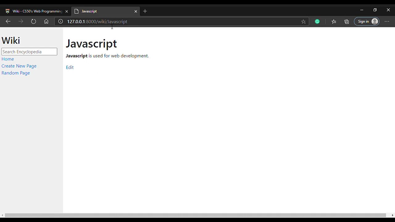 Project-1 CS50 Web Programming | WIKI | 2020