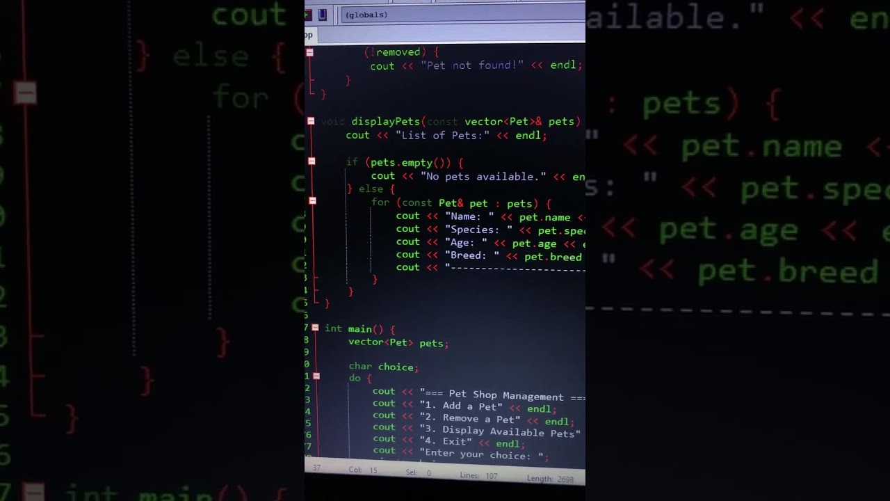 pet shop c++#coders #coderstokyo #codingninja #codemasters #codinglife #codelife #code #coding
