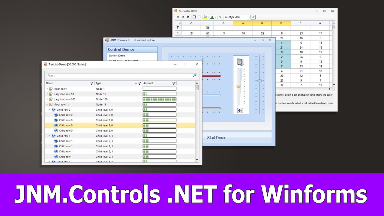 Winforms Controls & Data Grid: JNM .NET