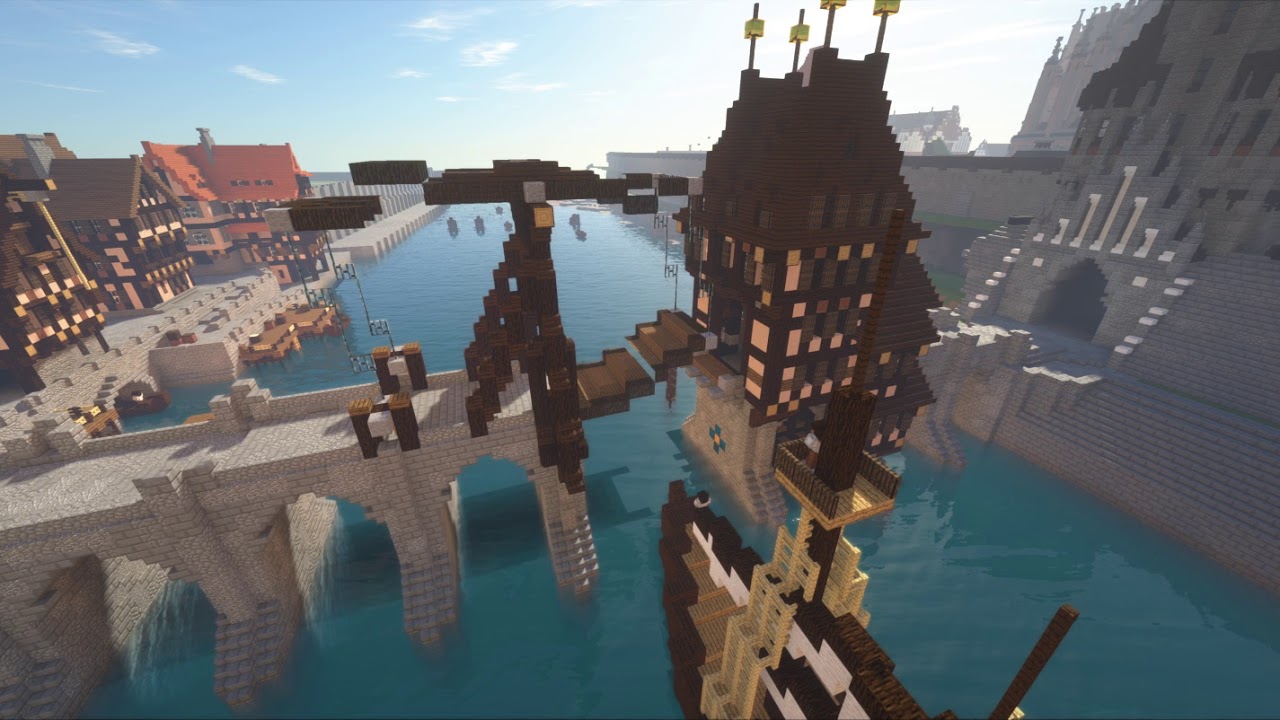 Animated Minecraft Drawbridge via Command Blocks