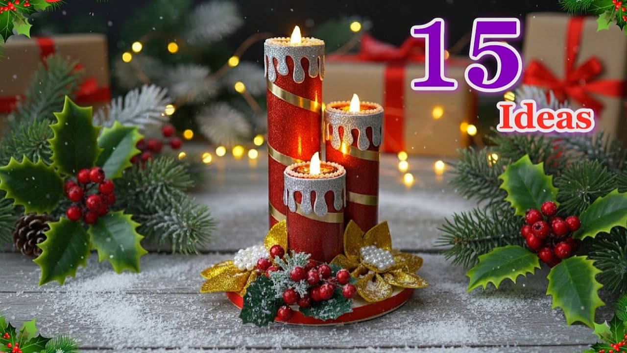 15 Easy Christmas Candle Centerpiece ideas from simple materials | DIY Christmas craft idea 66☃️