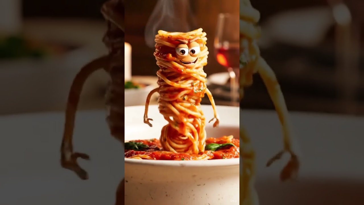 This Spaghetti is Trying to Escape! 🍝😂 #shorts #funny #spaghetti #animation #foodlover