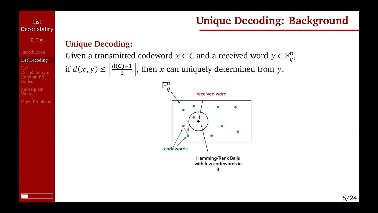 A&C Seminar: Zeyu Guo - Combinatorial List Decodability of Random Reed–Solomon Codes and Beyond