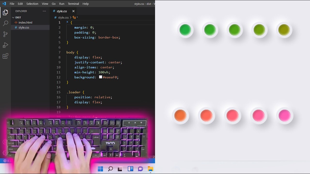 ASMR Programming - Neumorphism Animation Effect Using HTML CSS - No Talking