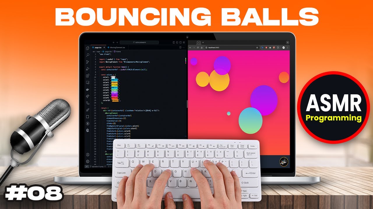 #8 ASMR Programming - Bouncing Balls Coding with Next.js (React) & Tailwind CSS - No Talking