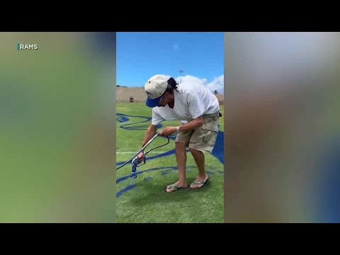 Local artist helps paint War Memorial field ahead of LA Rams ‘MauiCamp’