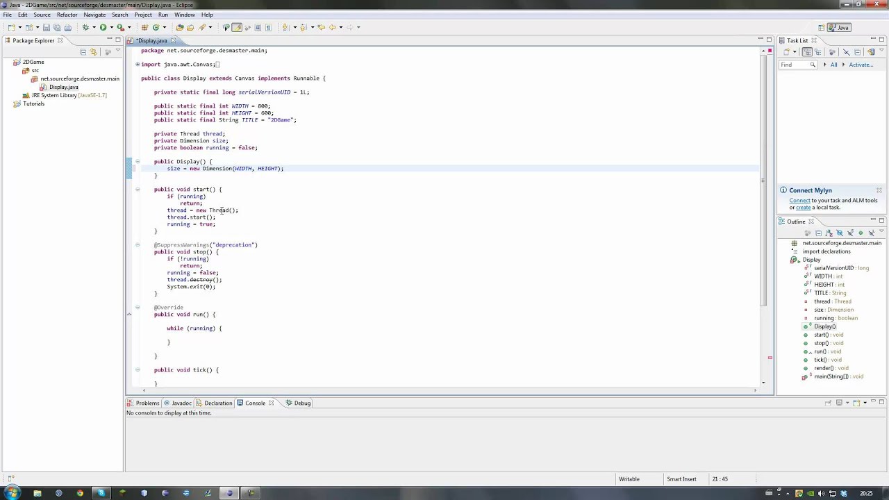 Java 2D Game Programming Tutorial - Creating the Frame - Ep. 1