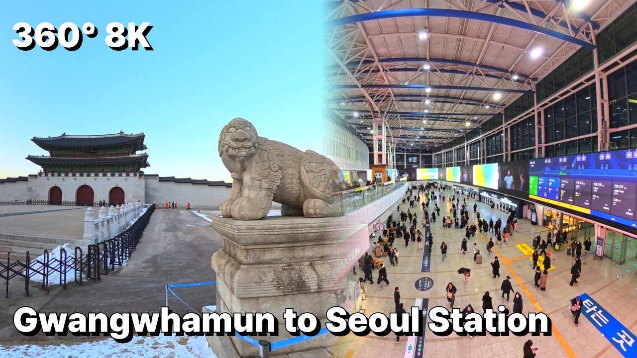 Seoul City Walking Tour 360 VR | Gwanghwamun to Seoul Station