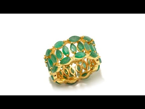 Rarities MarquiseCut Emerald Triple Row Band Ring