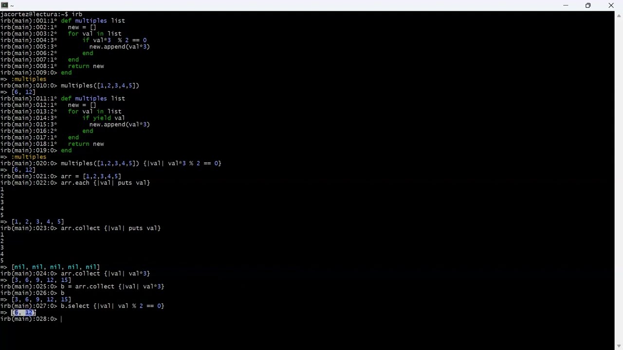 Simple Example Using Blocks and Iterators in Ruby