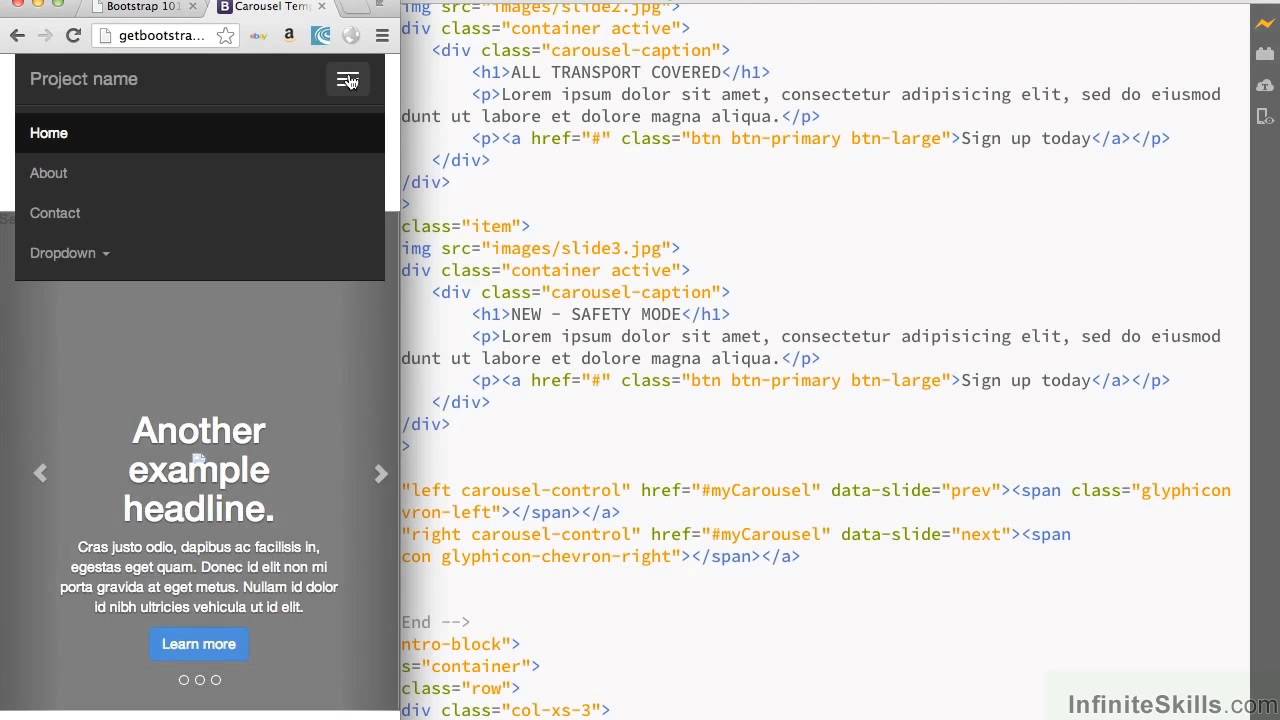 Bootstrap 3 Tutorial | Carousel Navigation