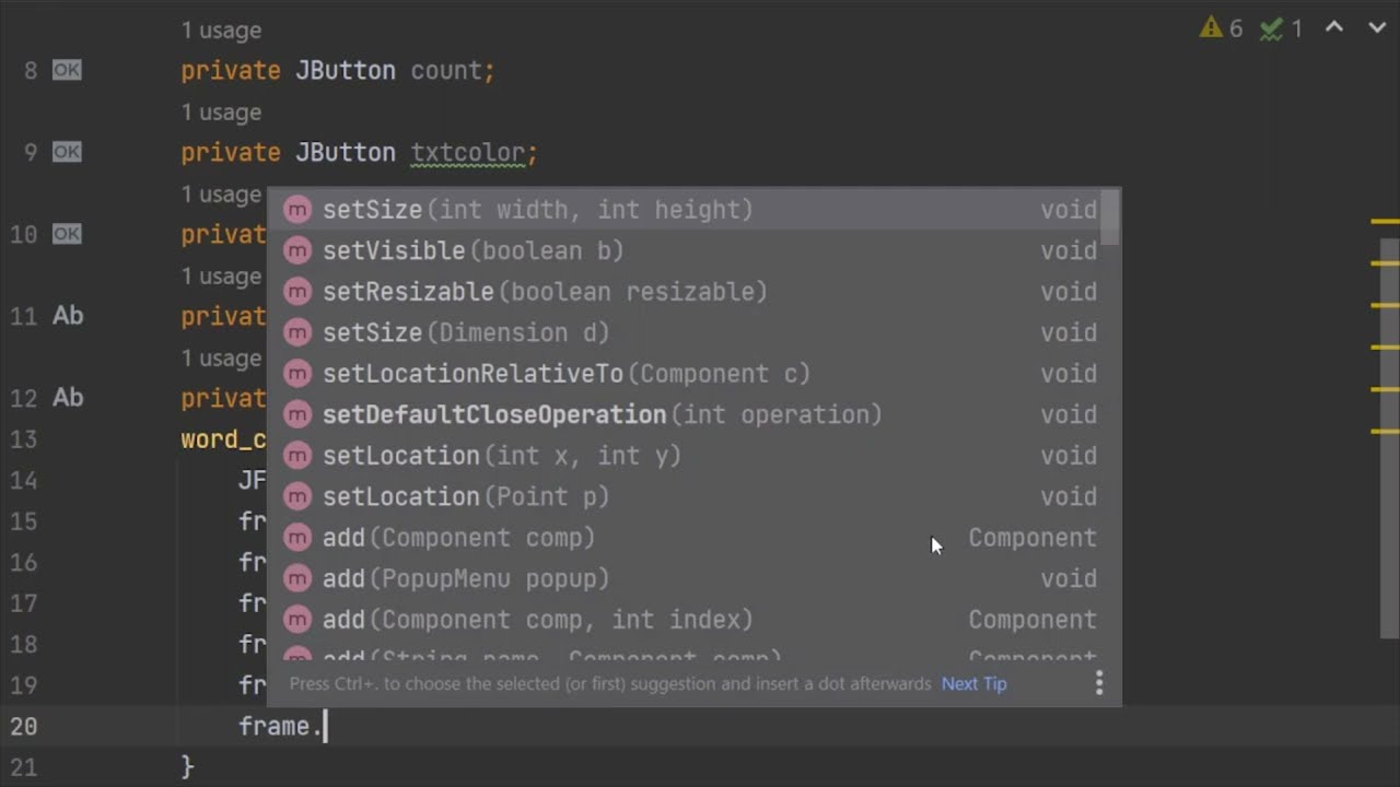 Word counter|java swing example