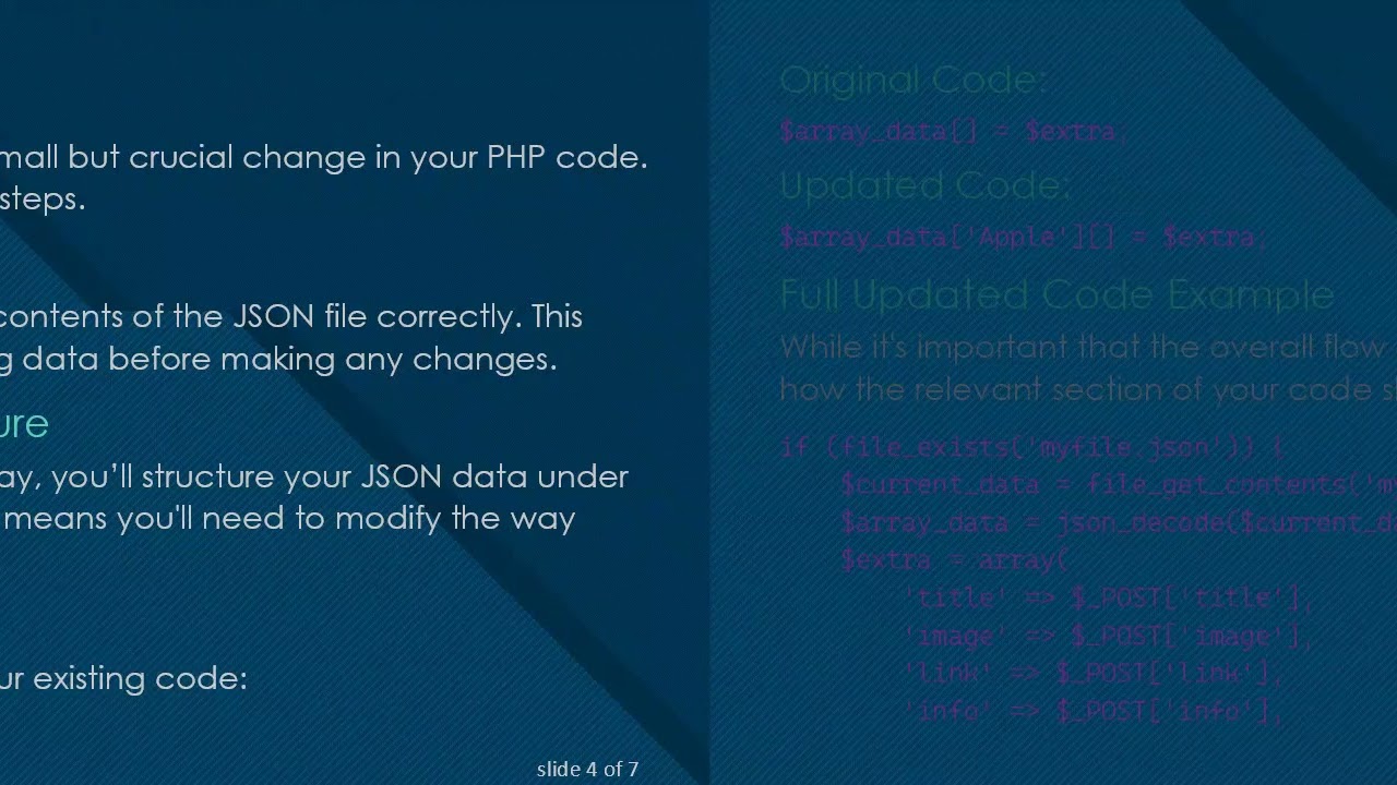 How to Update Your PHP Code to Append Data in JSON Format on the Server