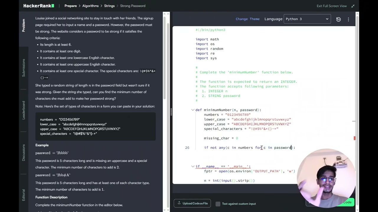 Strong Password HackerRank Solution | String Problems