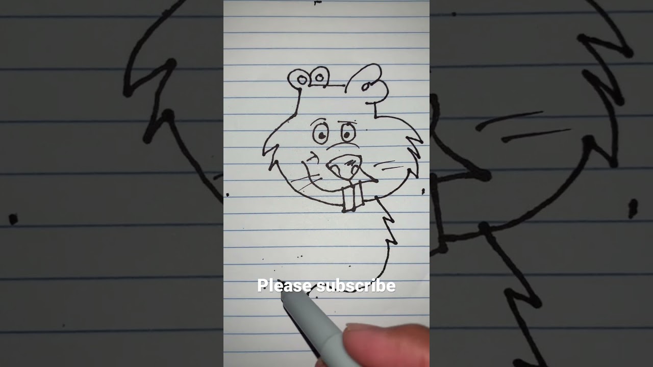 Beaver cartoon drawing tutorial step by step #howtodraw #sharpie #shorts
