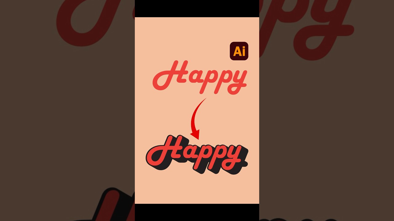 How to create 3D text effect  in illustrator #shorts #shortsfeed