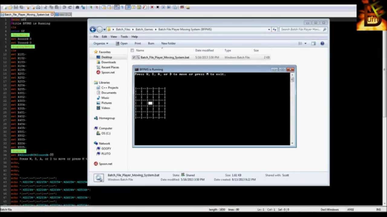 Batch Tutorial: Batch File Player Moving System