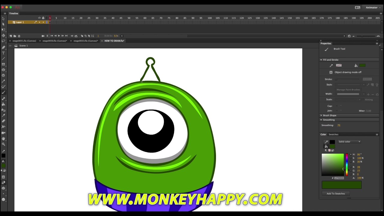 How to Draw a Little Green Alien - Adobe Animate CC