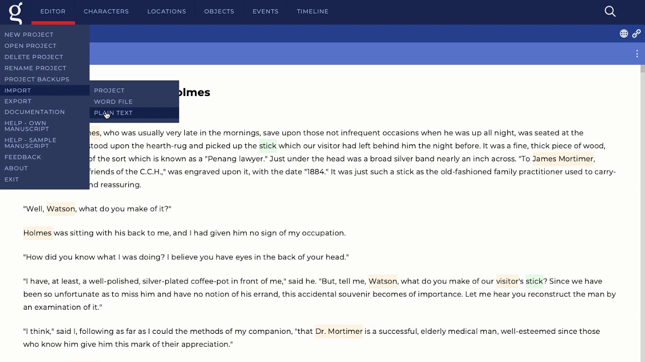 Granthika Tutorial: The Application Menu