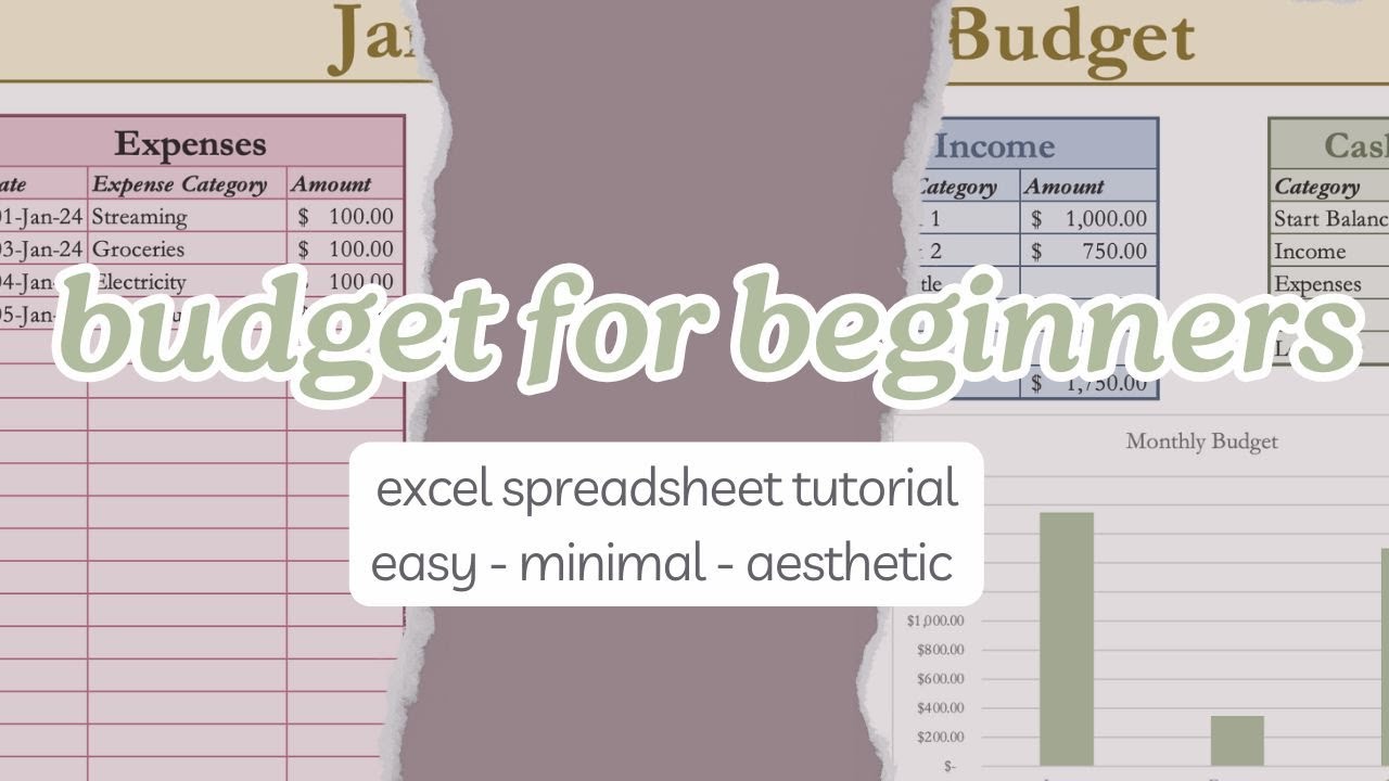 Aesthetic Budget for Beginners // Excel Spreadsheet Tutorial 💰💸🐷📊