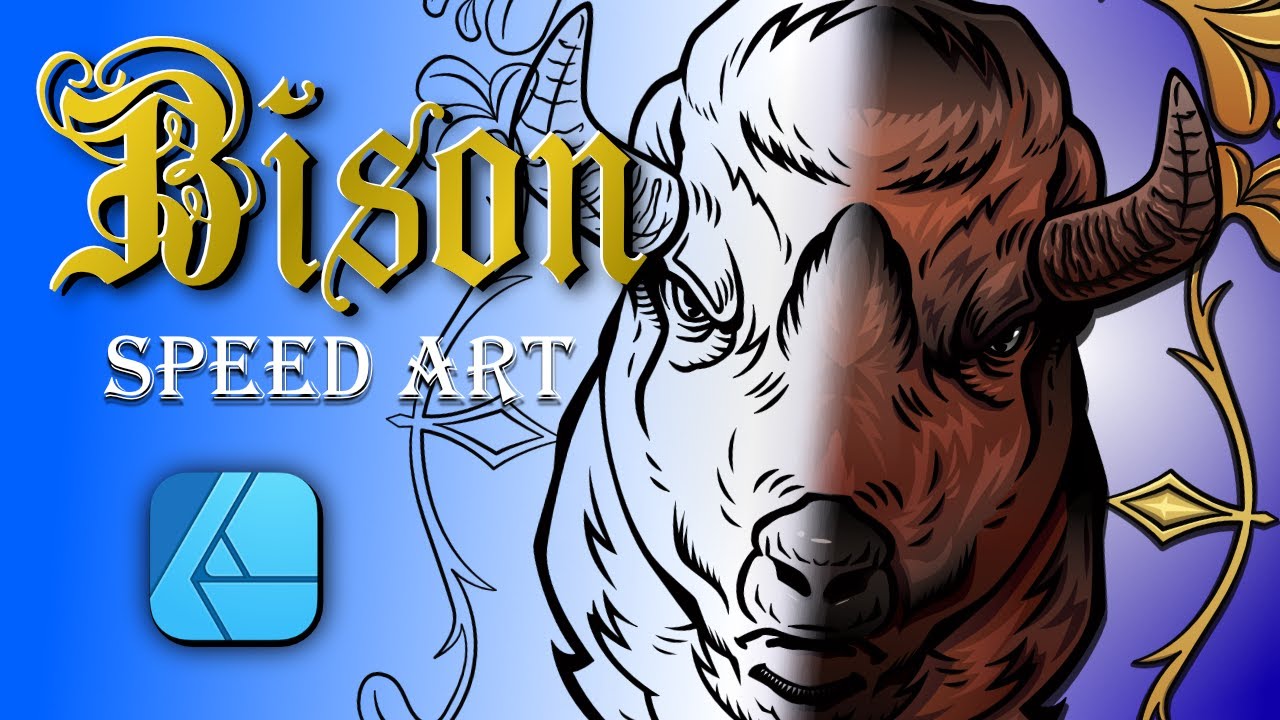 Vector Animal Speed Art | Bison | Affinity Designer