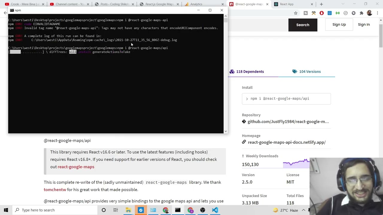 React.js Google Maps API Example to Embed Full Screen Google Maps in Website Using TypeScript