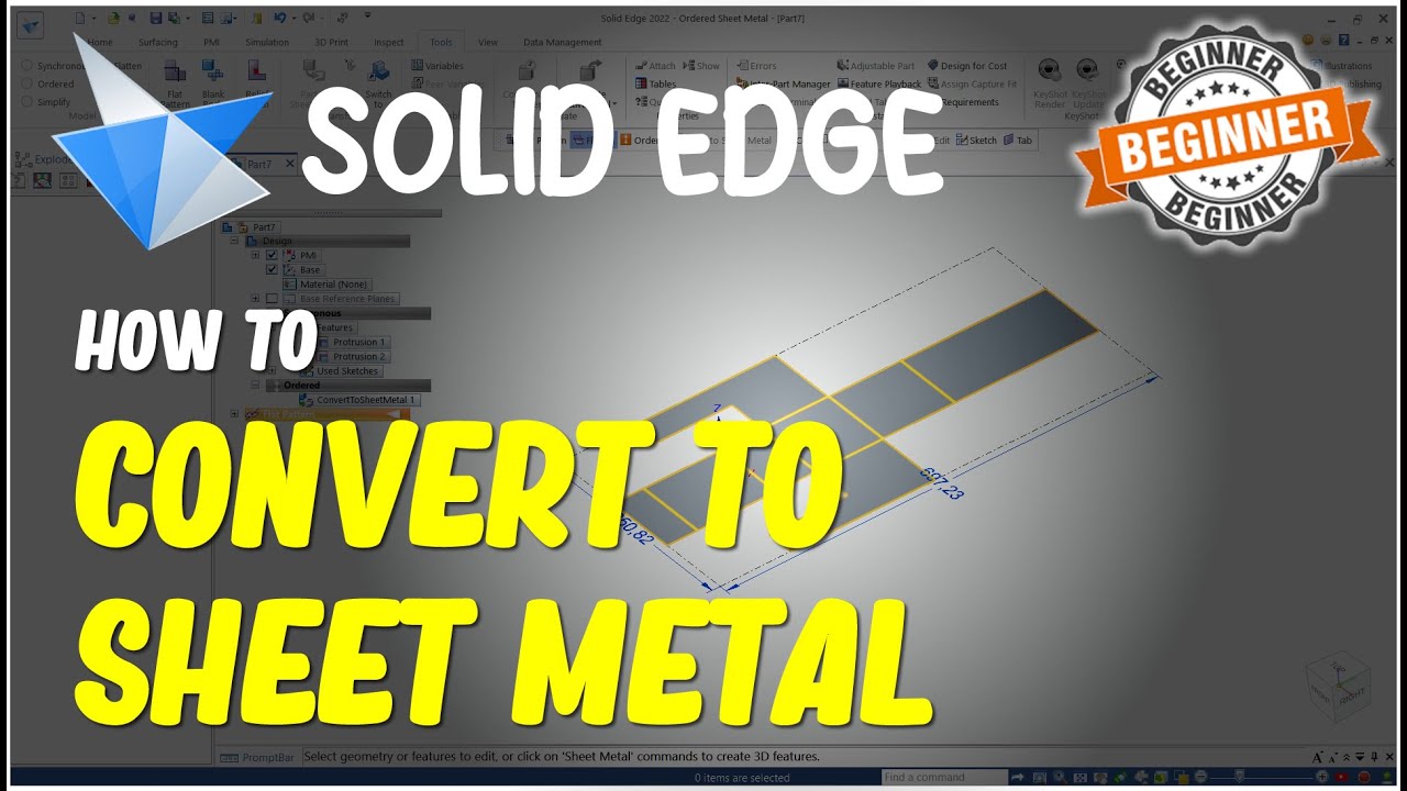 Solid Edge How To Convert To Sheet Metal Tutorial