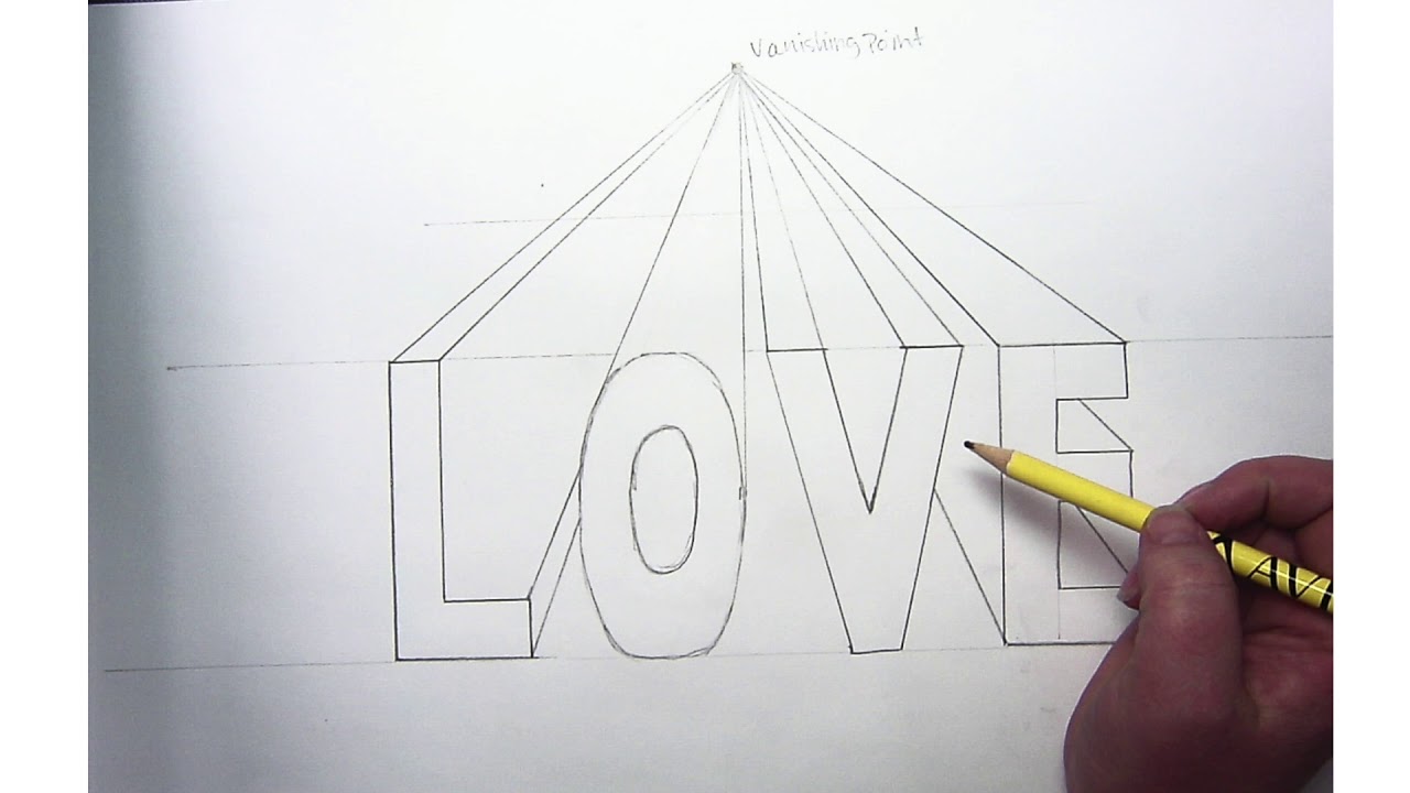 One Point Perspective 3D Word Drawing