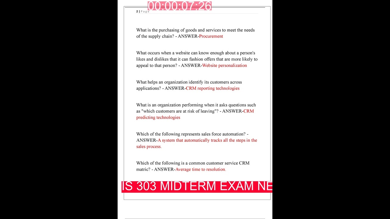 IS 303 MIDTERM EXAM NEWEST 2025 ACTUAL EXAM COMPLETE 100 QUESTIONS AND CORRECT DETAILED ANSWERS VERI