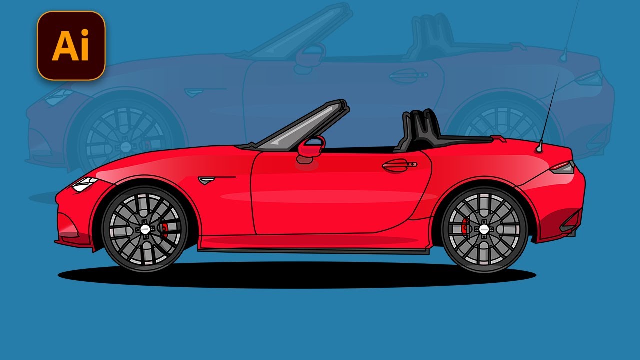 How To Draw Mazda MX-5 in Adobe Illustrator  ll Tutorial Speed Art