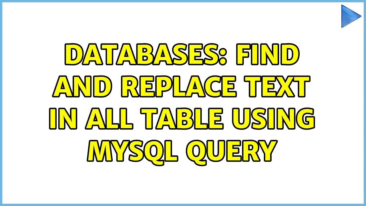 Databases: Find and Replace text in all table using mysql query