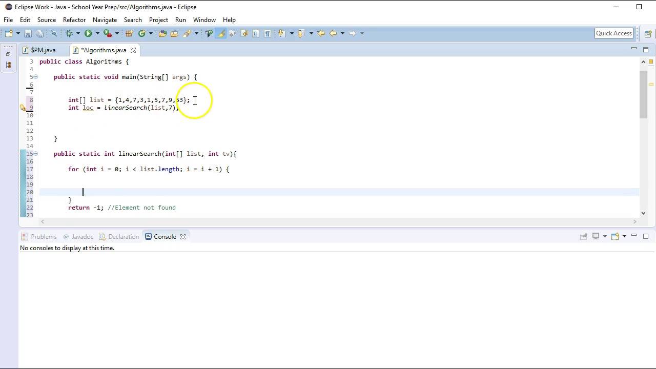 Core Algorithms - Linear Search: Java