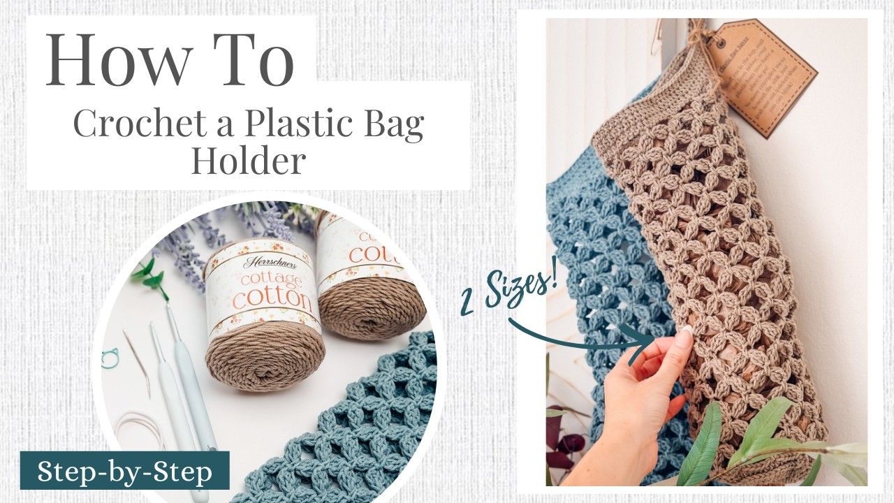 Free Crochet Plastic Bag Holder Pattern | Circle Leaf Stitch