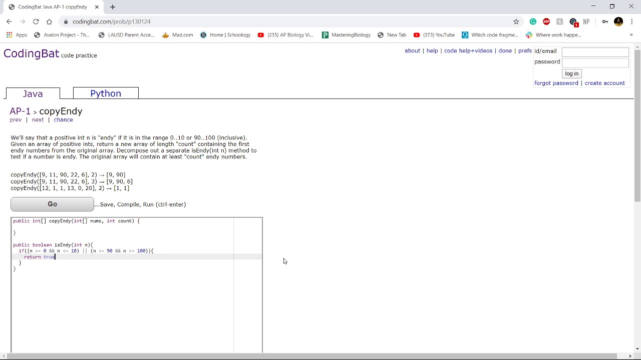 AP-1 (copyEndy) Java Tutorial || Codingbat.com