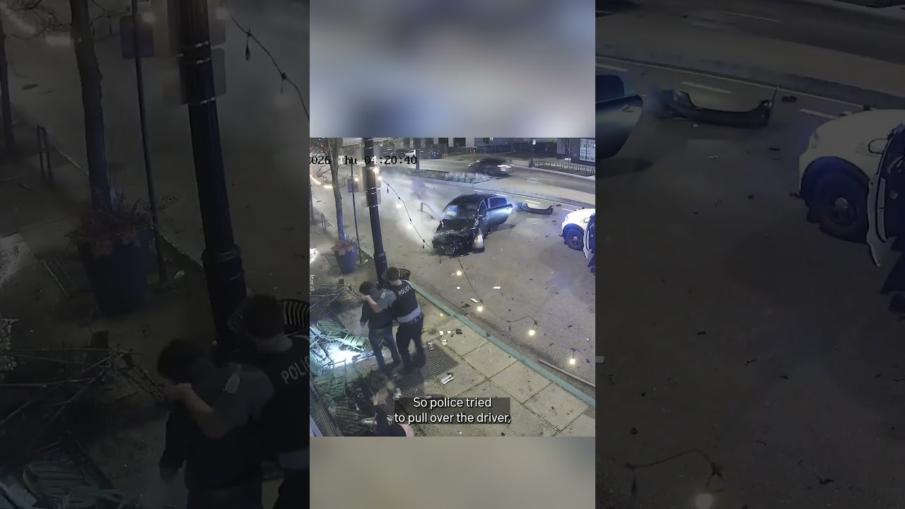 4 arrested after stolen car crashes into cafe amid police chase