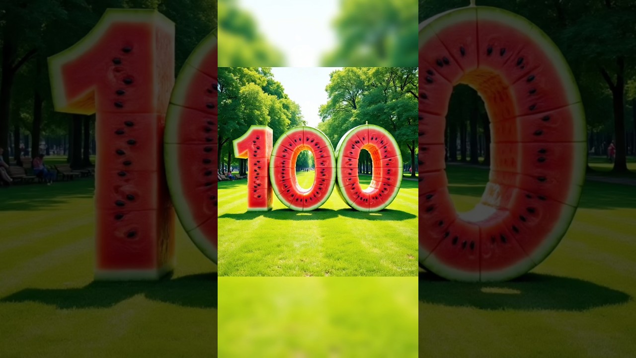 10 sec countdown 100 to 0 with watermelon #countdown #satisfying #ytshorts #shorts