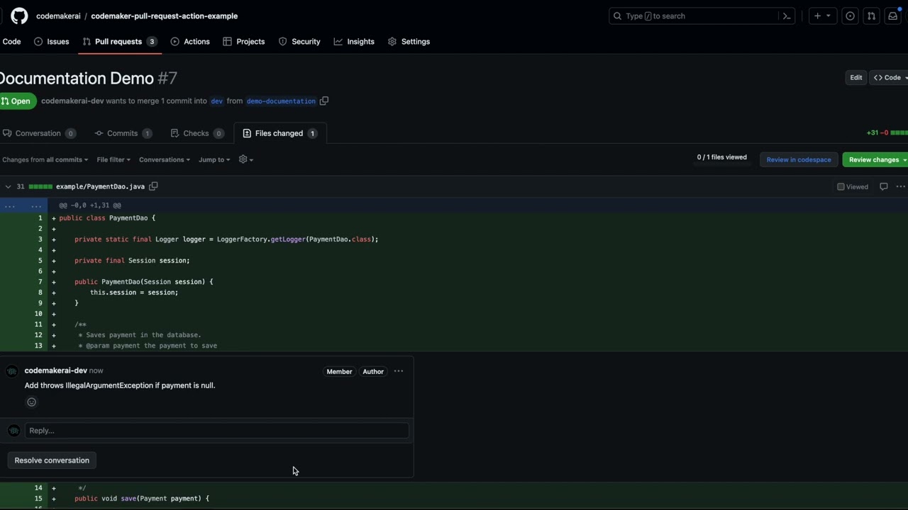CodeMaker Pull Request: Comments Editing