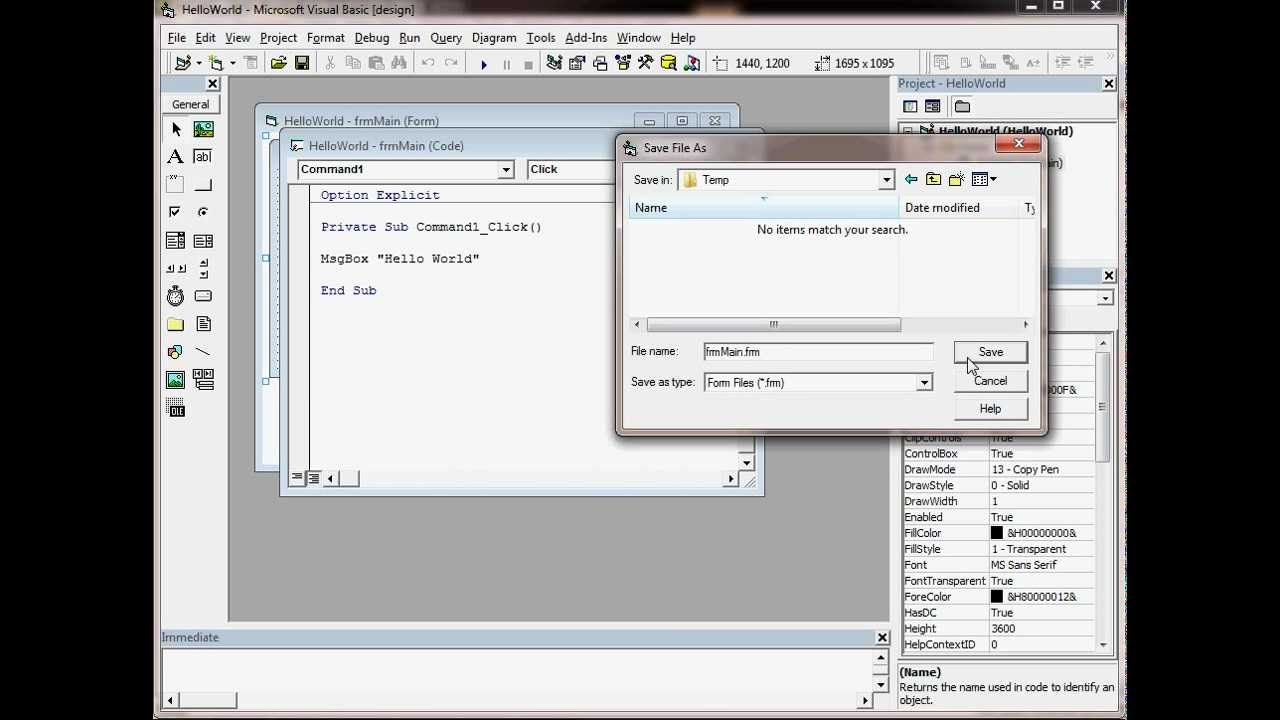 VB6 Tutorial 003 - Saving your first program