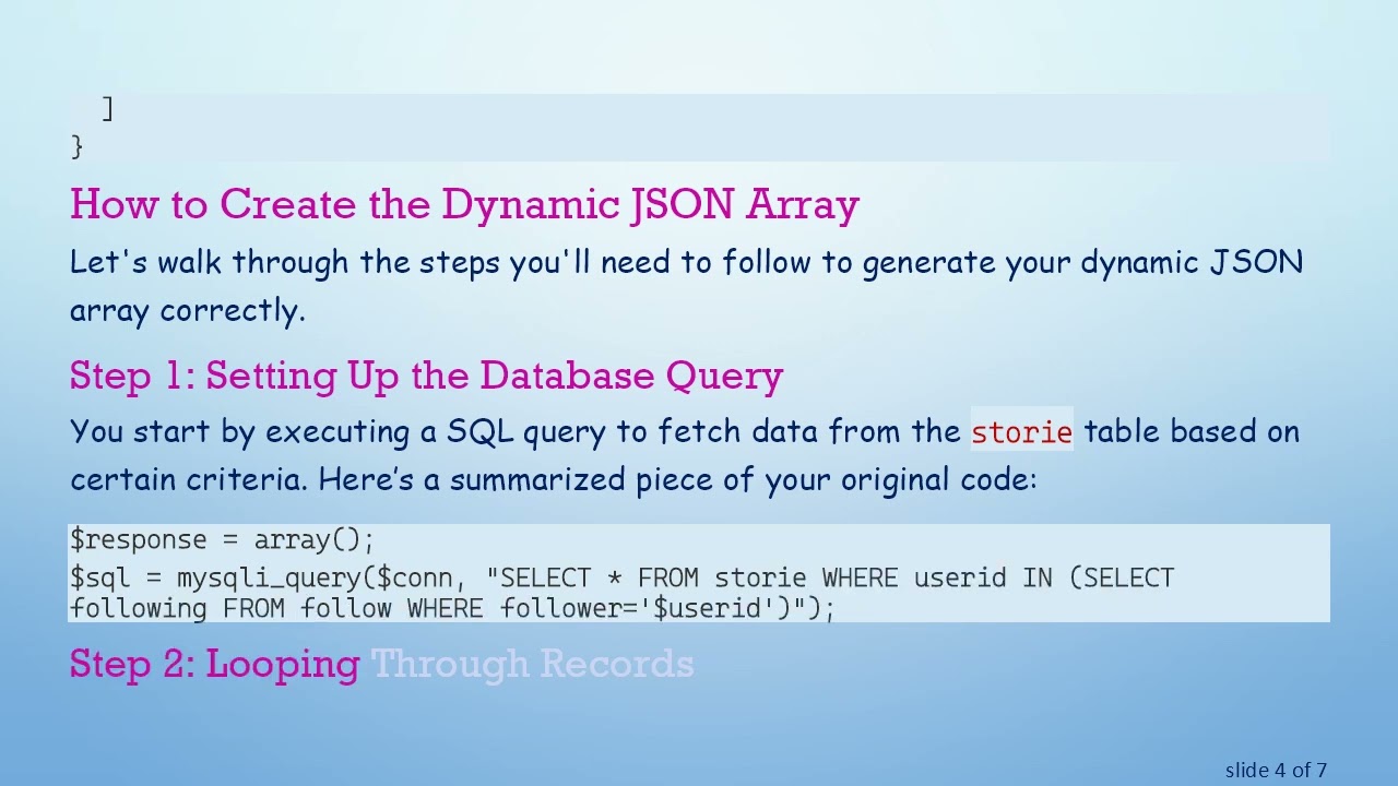 How to Create a Dynamic JSON Array in PHP Using MySQL