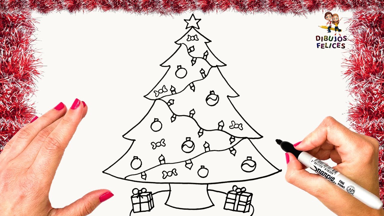 Cómo Dibujar Un Arbol De Navidad Paso A Paso 🎄🎁 Dibujos De Navidad