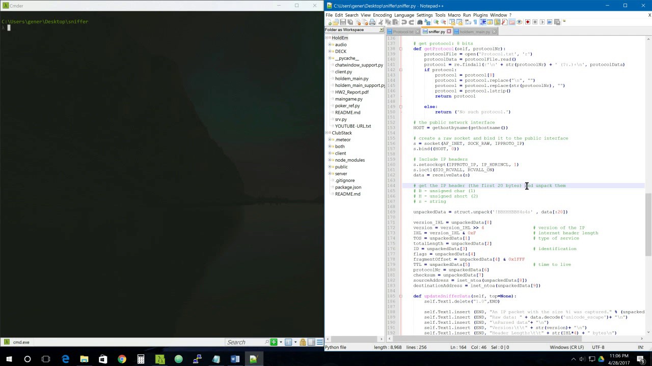 Simple Network Sniffer - Python, with TKinter for GUI