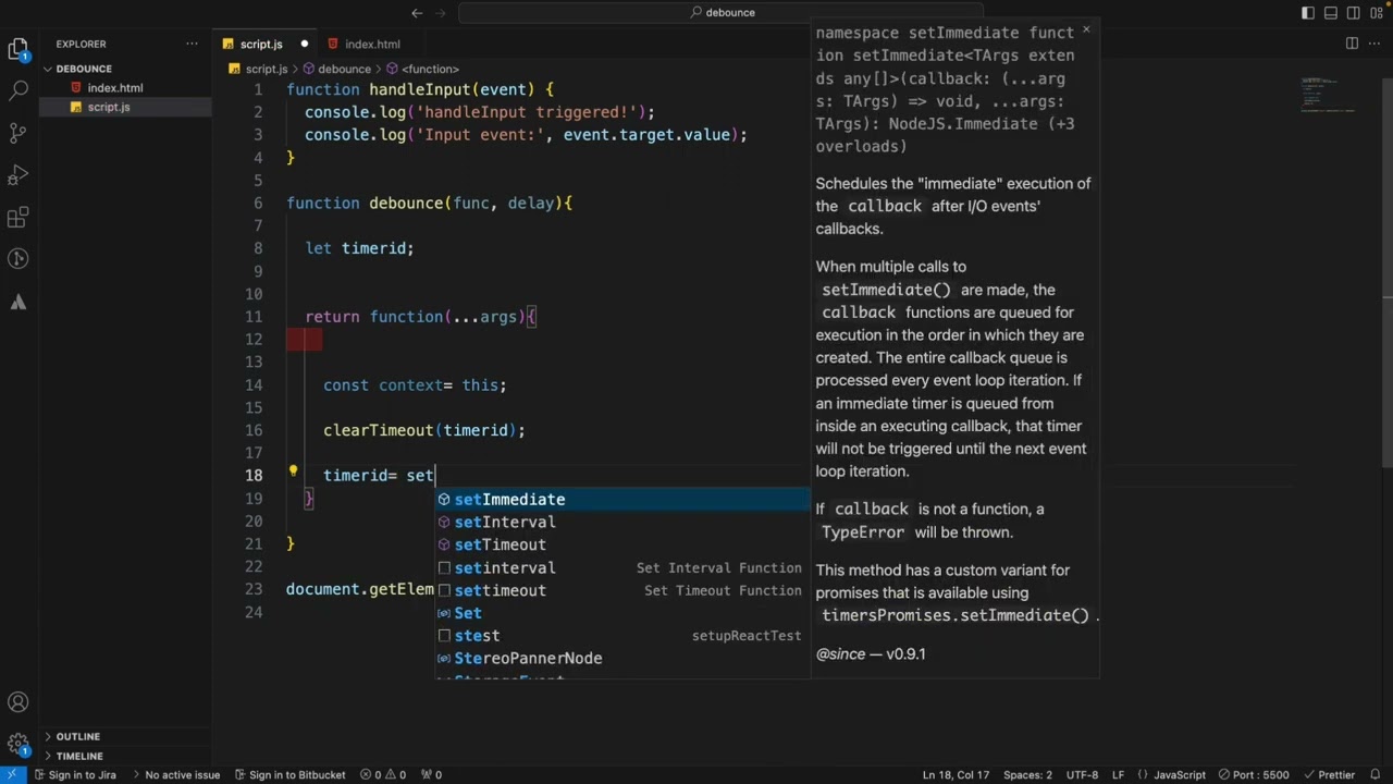 Debouncing in Javascript | Its Polyfill with real life Example| Flipkart UI Interview Question