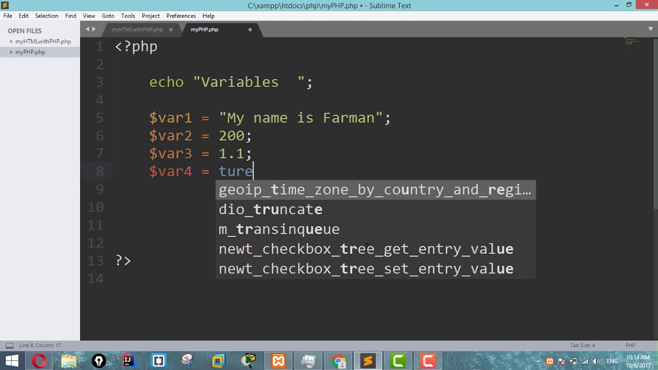 PHP Tutorial For Beginners 10 - Variables in PHP : Creating and naming conventions