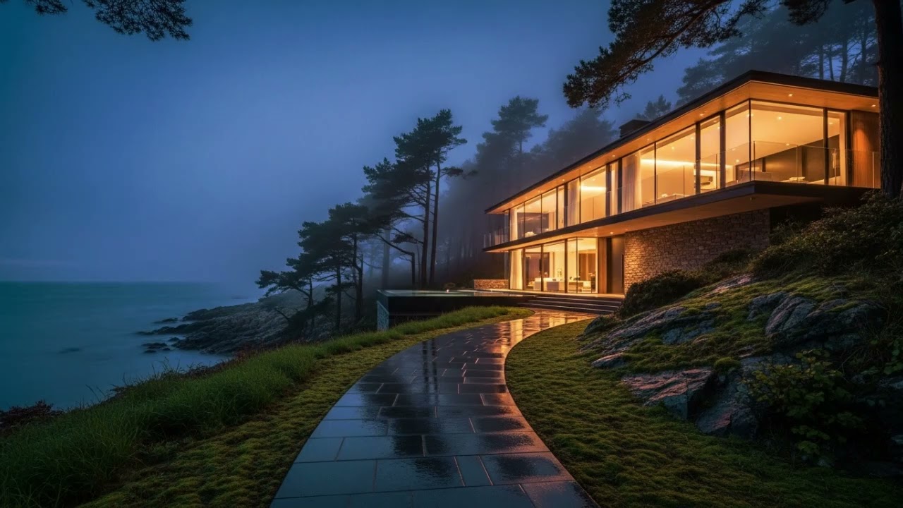 Seaside Medium Cliff Pool Ambience 🌊 Calm Waves & Chill Music