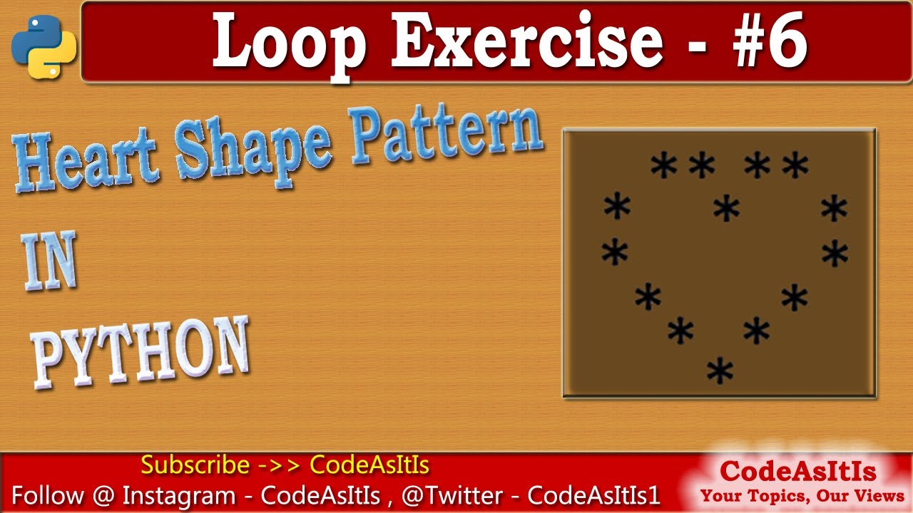 Python Pattern Program - Printing Stars in Heart Shape | Learn Python Programming | Python Tutorial