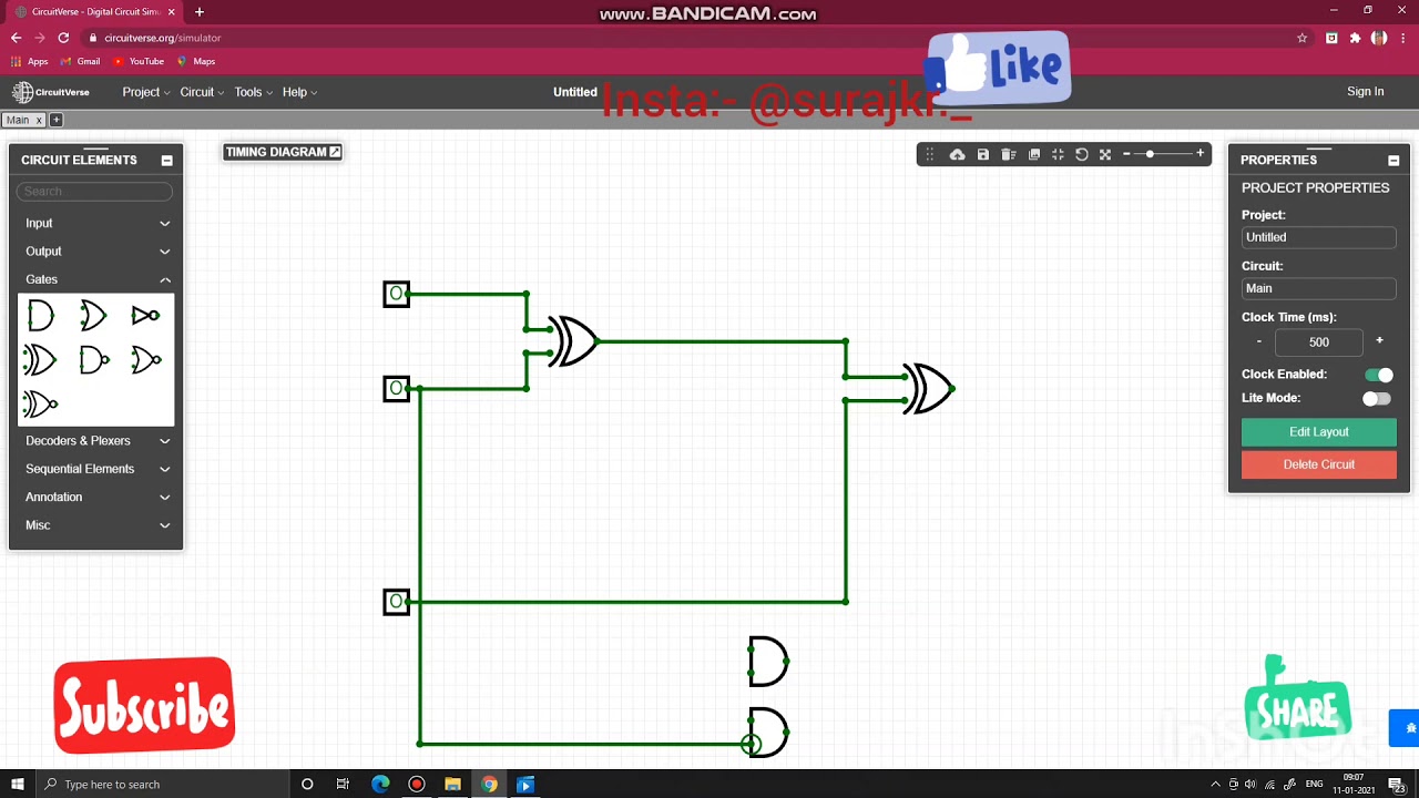 possible combination of full adder in circuitverse software (simulator)